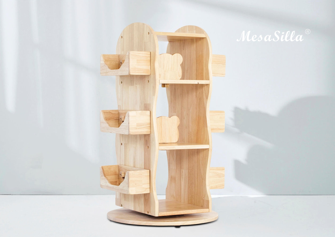 Revolving Solid Wood Bookcase – MesaSilla